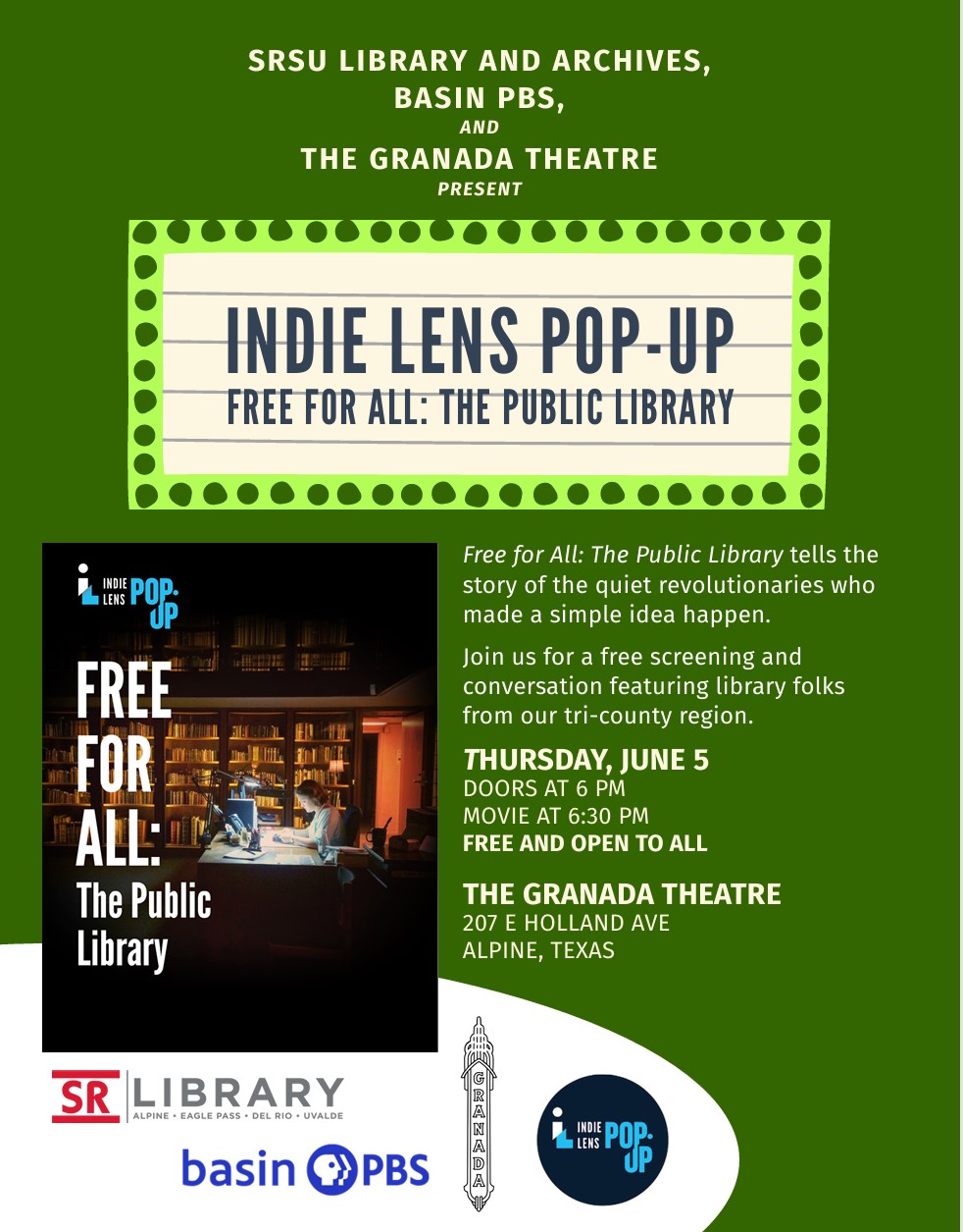 "Free for All: The Public Library" Movie Screening - Alpine ...